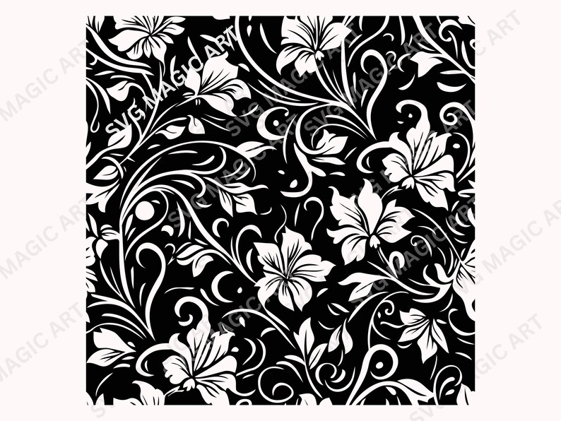 Seamless Scroll Pattern Svg,vector Seamless Floral Pattern, Digital Flowers,floral Ornament ...