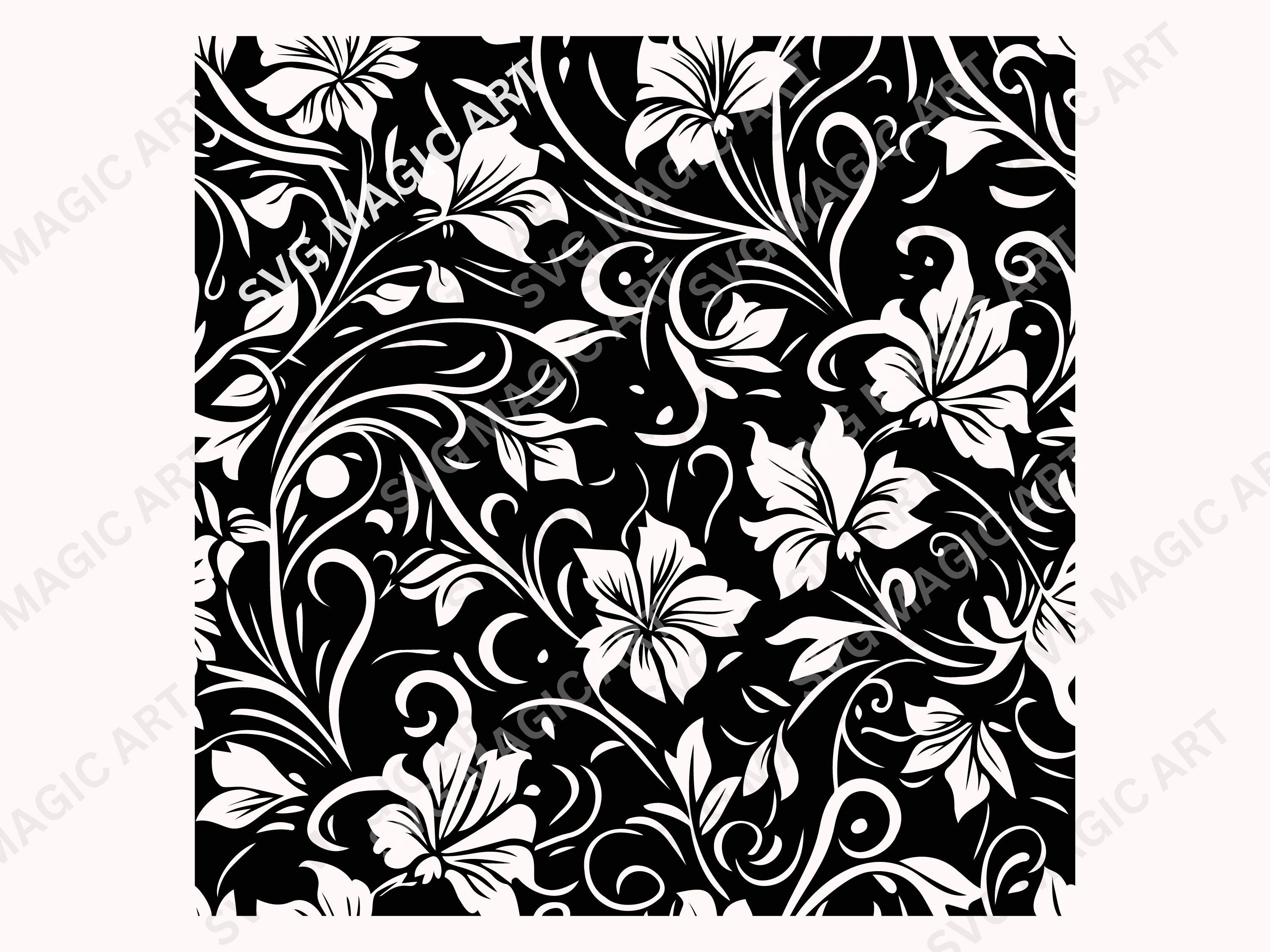 Seamless Scroll Pattern Svg,vector Seamless Floral Pattern, Digital ...