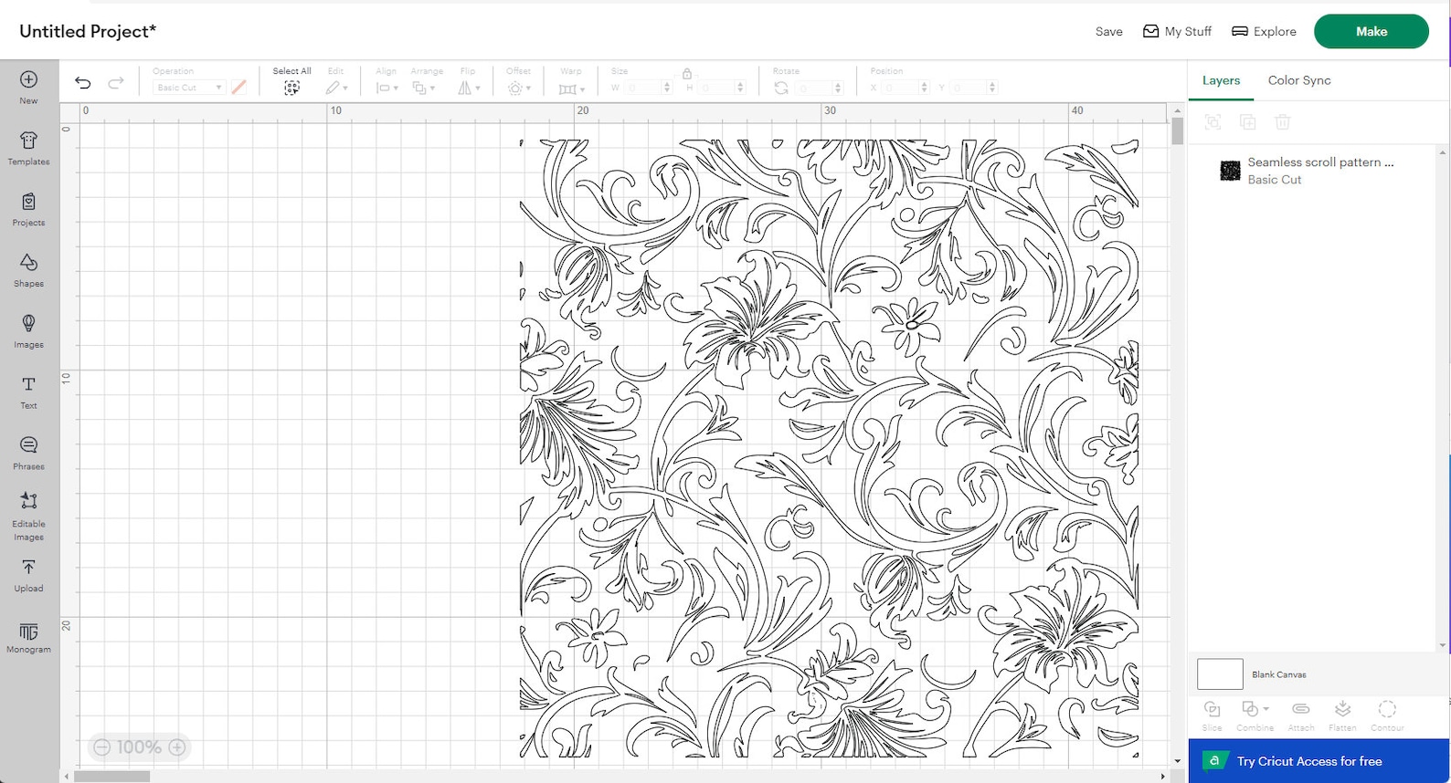 Seamless Scroll Pattern Svg,vector Seamless,floral Pattern, Digital ...
