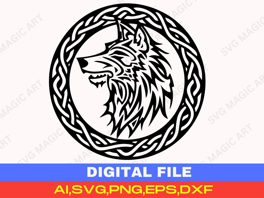 Wolf Celtic Circle Svg ,mystic Wolf Head,celtic Wolf Face,fenrir,norse ...