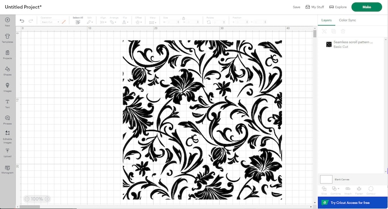 Seamless Scroll Pattern Svg,vector Seamless,floral Pattern, Digital ...
