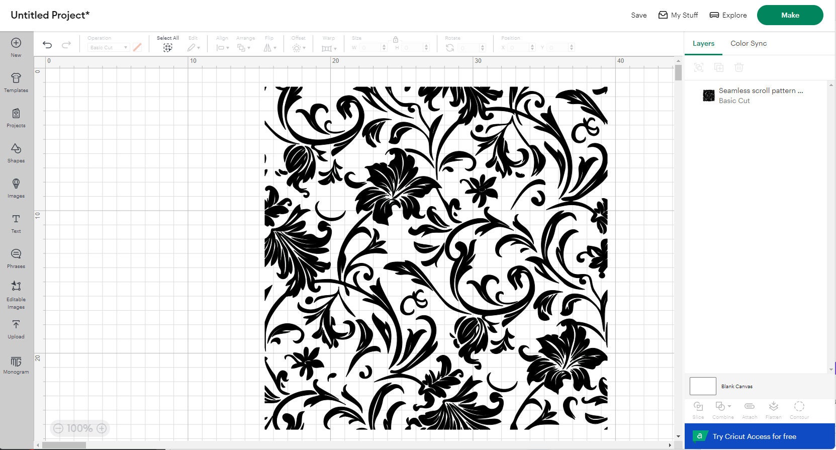 Seamless Scroll Pattern Svg,vector Seamless,floral Pattern, Digital ...