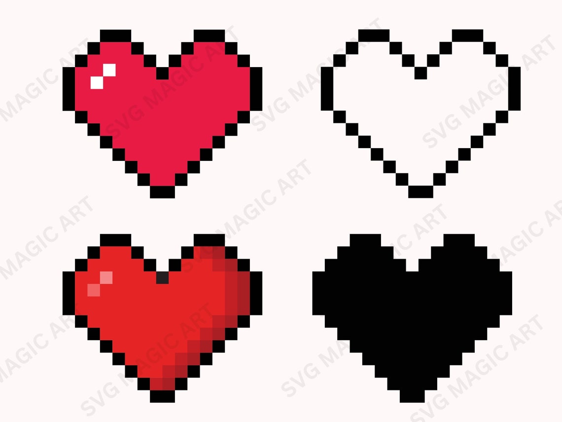 Pixel Heart Svg, Valentine's Day Heart Bundle Svg,pixel Heart Clipart ...