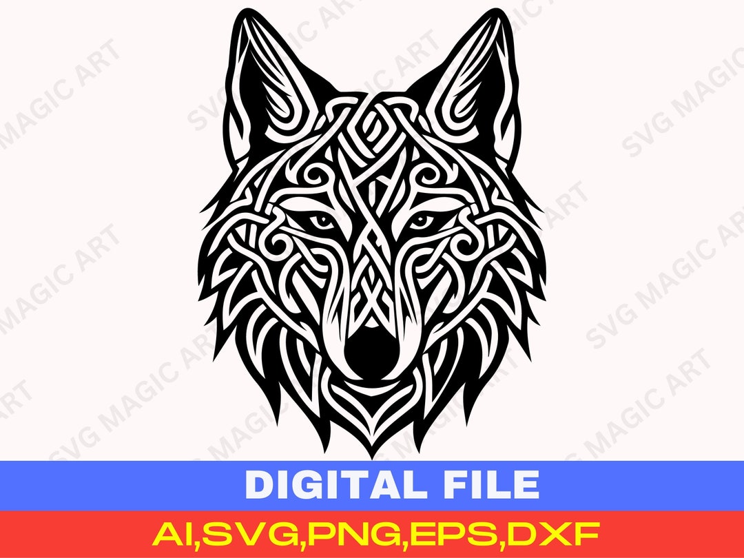 Celtic Wolf Face,mystic Wolf Head, Fenrir Svg,norse Mythology Wolf Svg ...