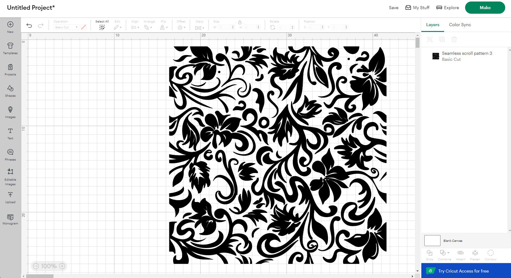 Seamless Scroll Pattern Svg,vector Seamless,floral Pattern, Digital ...