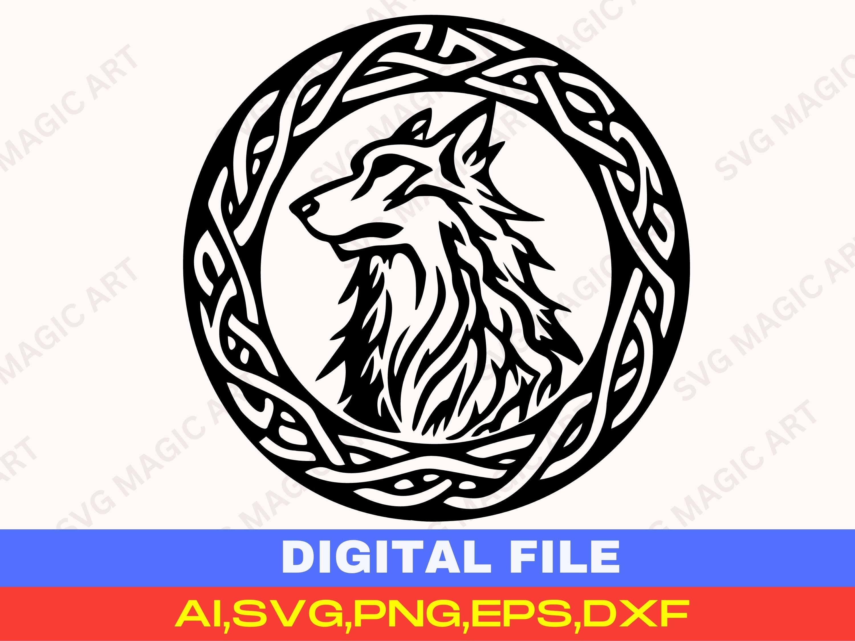 Wolf Celtic Circle ,mystic Wolf Head,celtic Wolf Face,fenrir,norse ...