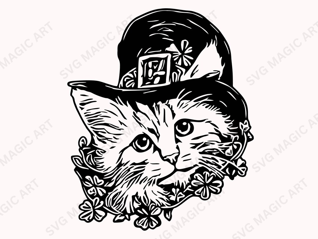 Cute Cat Svg,curious Kitten Clipart ,cat Svg ,cat With Hat Svg, Peeking ...