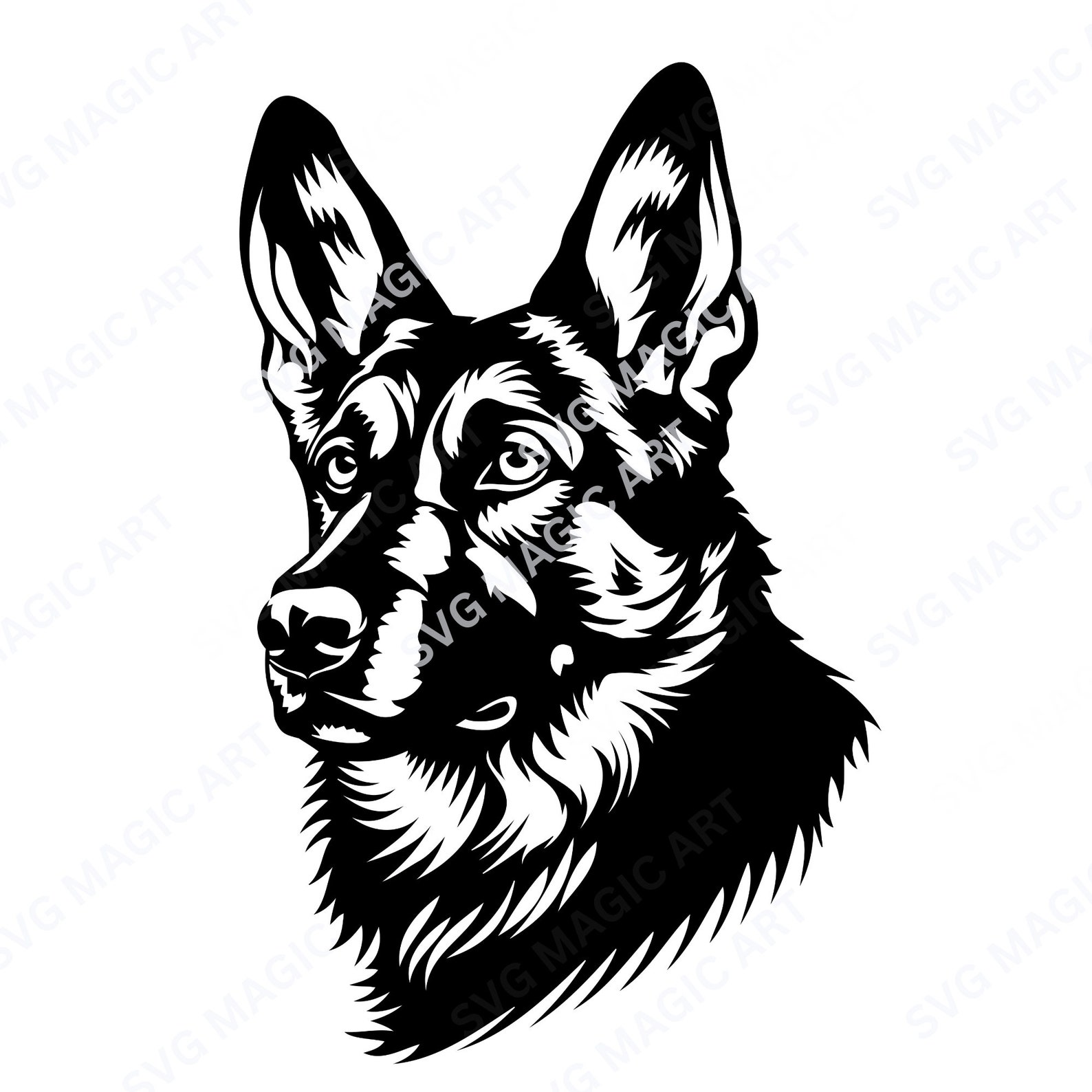 Bundle 6 German Shepherd Head SVG PNG File , Dog Head Png ,german ...