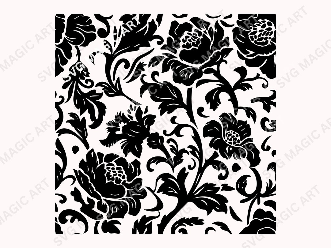 Seamless Scroll Pattern Svg,seamless Vector,floral Pattern, Digital ...