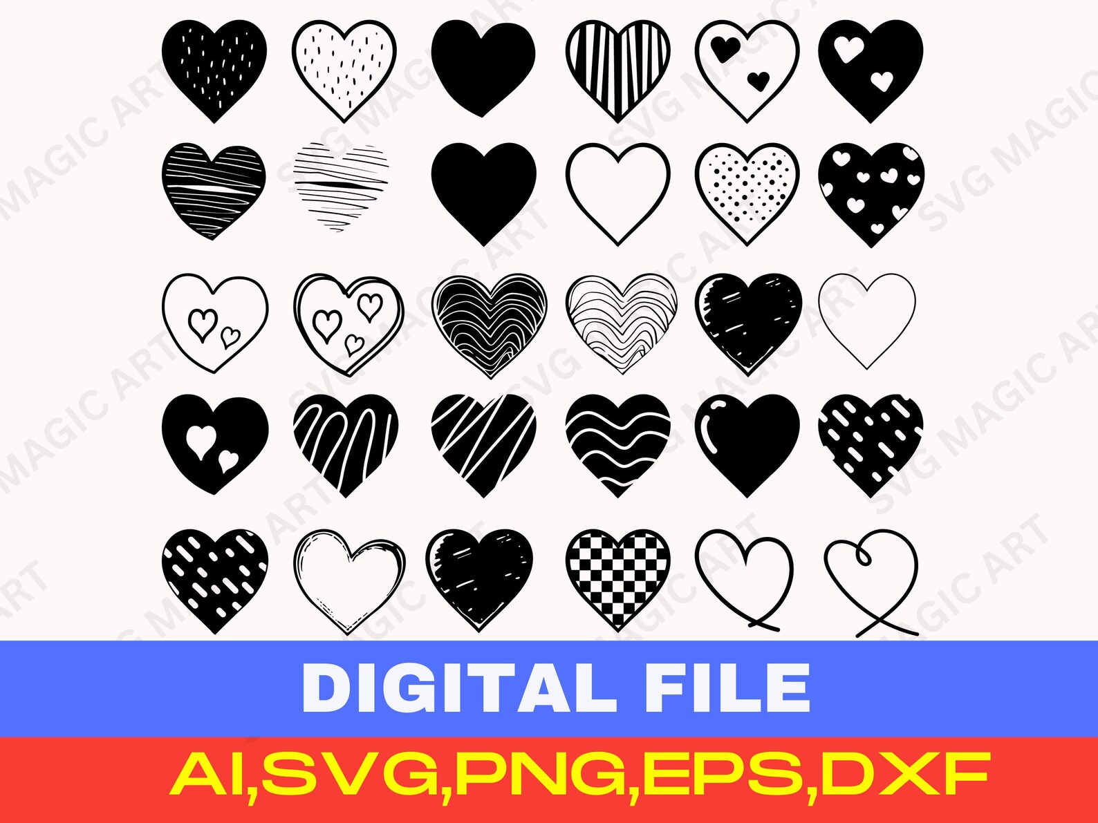 Hearts Svg Bundle, Heart Outline Svg, Heart Cut Files, Heart Clipart ...