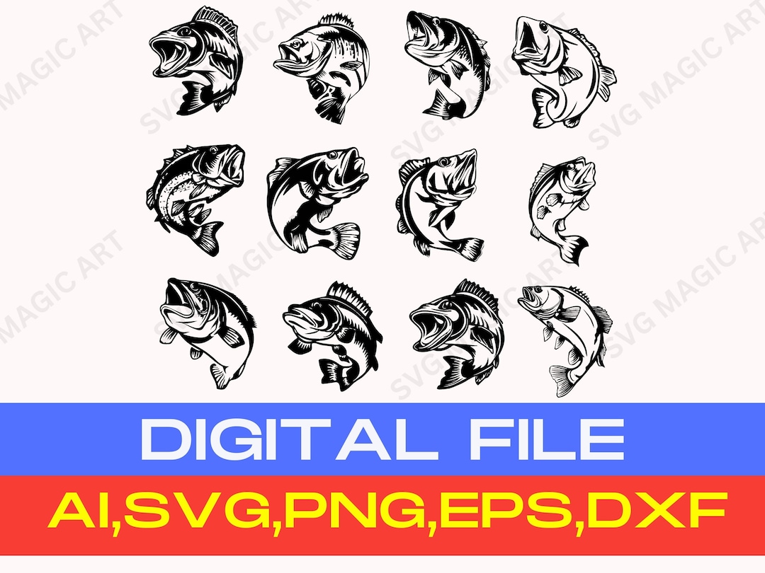 Bass Fishing Svg, Fishing Svg, Bass Fish Svg, Bass Fish Clipart, Bass ...