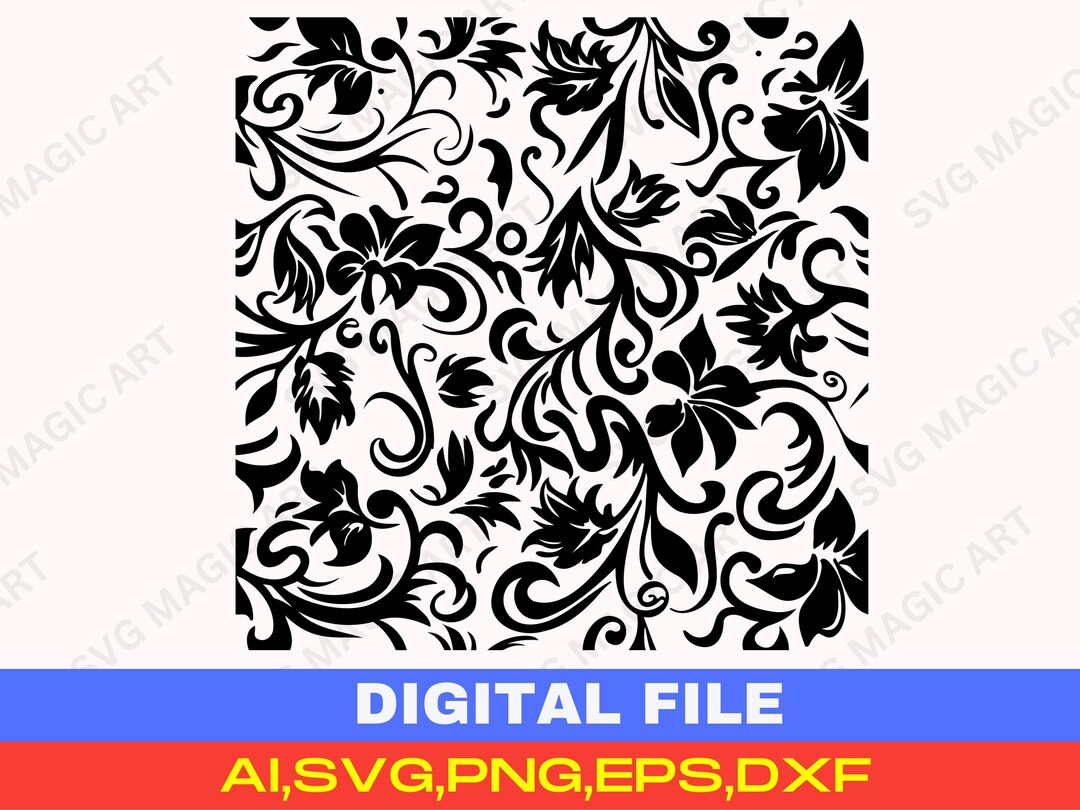 Seamless Scroll Pattern Svg,vector Seamless,floral Pattern, Digital ...