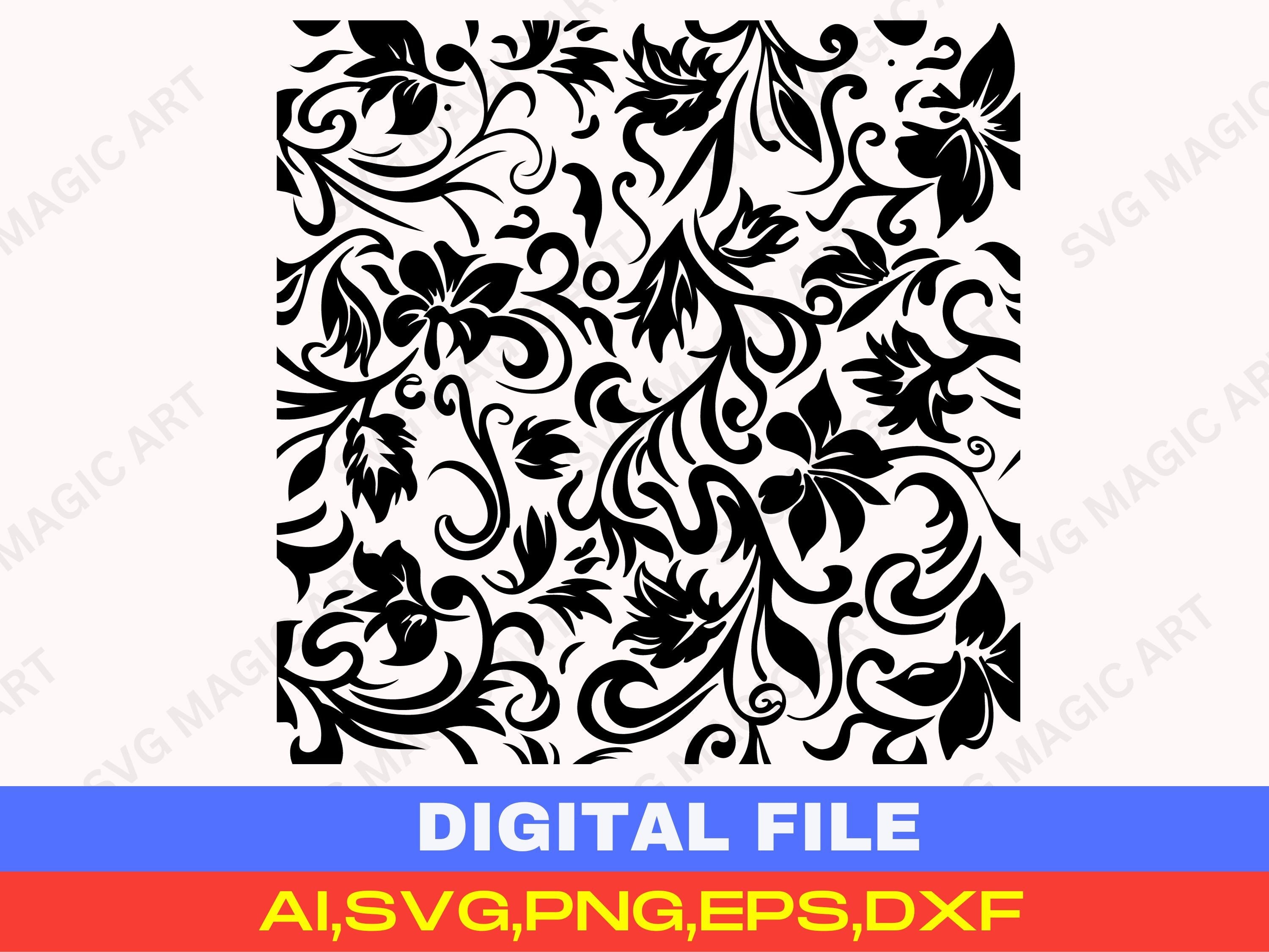 Seamless Scroll Pattern Svg,vector Seamless,floral Pattern, Digital ...