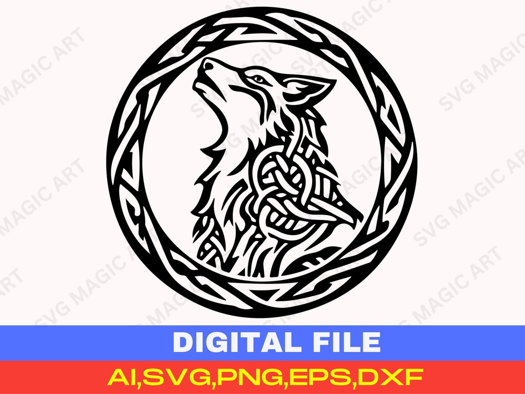 Wolf Celtic Circle Svg ,celtic Wolf Face,mystic Wolf Head,fenrir,norse ...