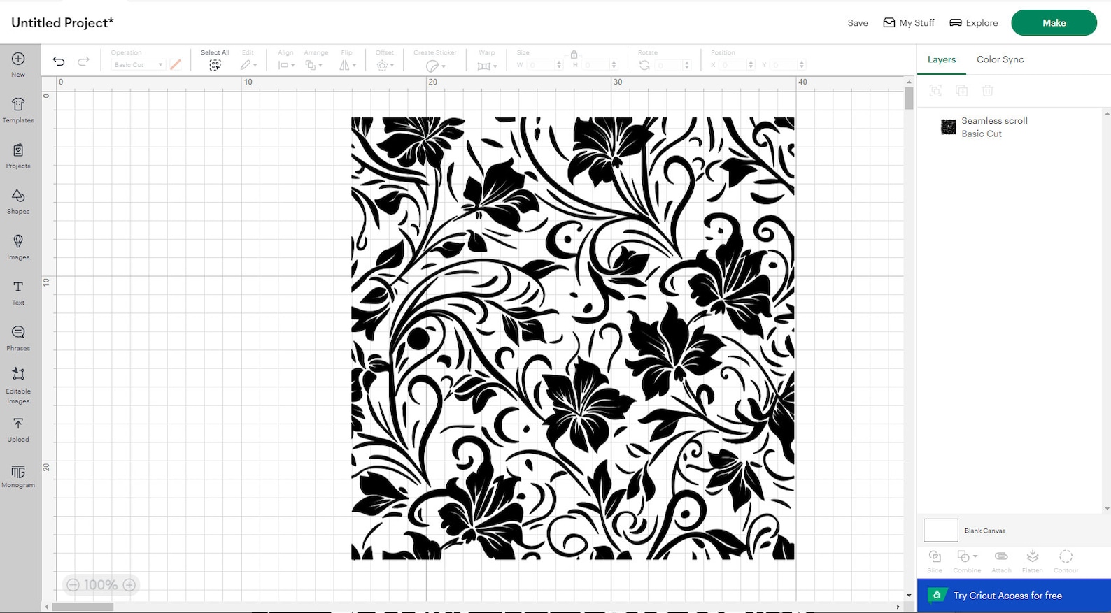 Seamless Scroll Pattern Svg,vector Seamless Floral Pattern, Digital ...
