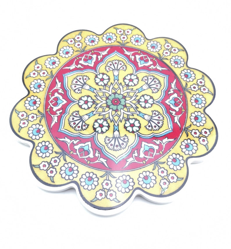 Handmade Ceramic Coaster - Hand Painted Turkish Pottery - Etsy