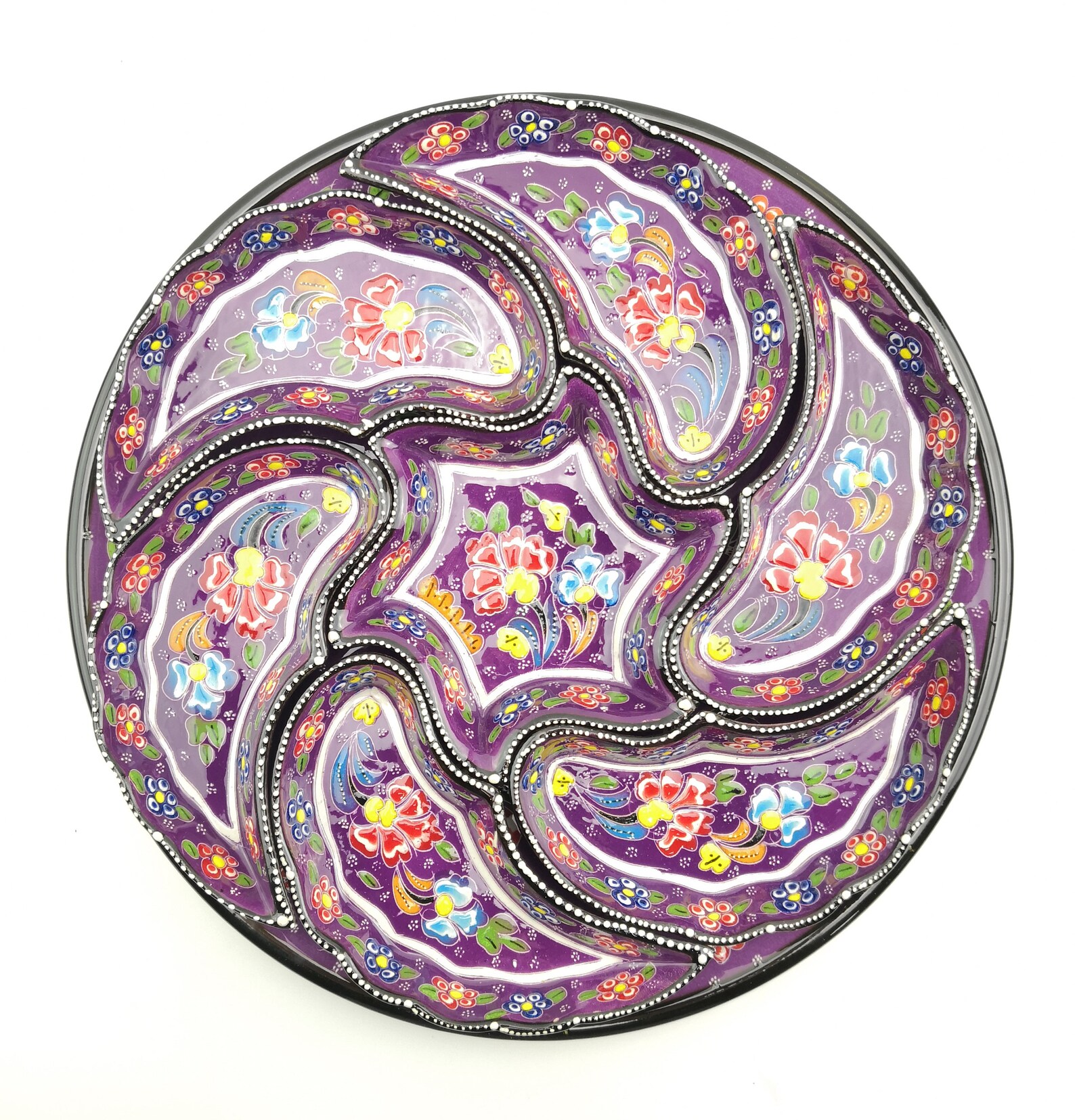 Hand Painted Ceramic Dipping Setpurple Handmade Turkish - Etsy