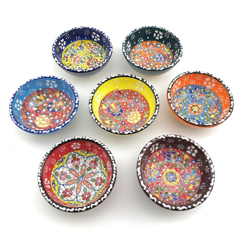 Hand Painted Ceramic Bowls Small8 Cm Handmade Turkish - Etsy UK