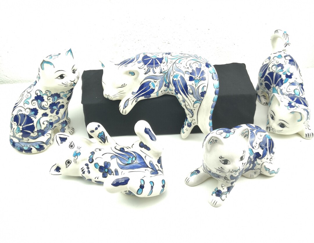 Handmade Ceramic Cats - Hand Painted Turkish Pottery - Etsy