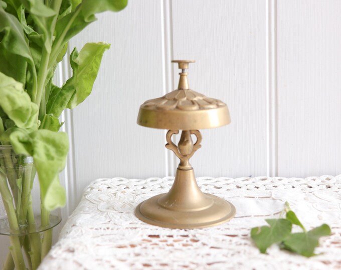 Antique Brass Reception Bell - Beautifully Decorated - Vintage Counter ...