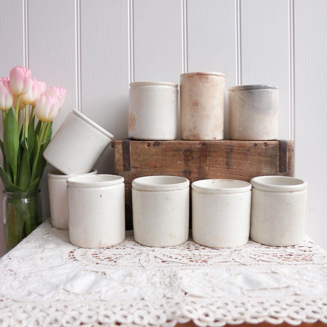 Antique Ironstone 1LB Plain Pots in Size Chubby - 3 in a Set - 3 Sets ...