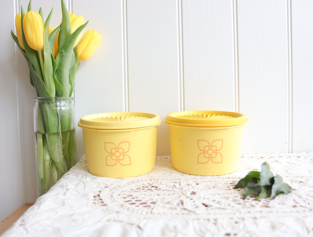 Vintage Tupperware Storage Containers Pair - Yellow Harvest - Sold as a ...