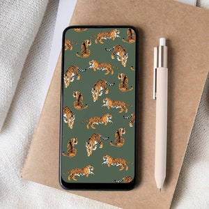Year of the Tiger iPhone Lock Screen | Tigers Phone Wallpaper | Green ...