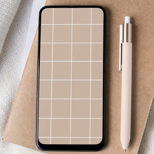 Check Iphone Lock Screen Neutral Phone Wallpaper Beige - Etsy