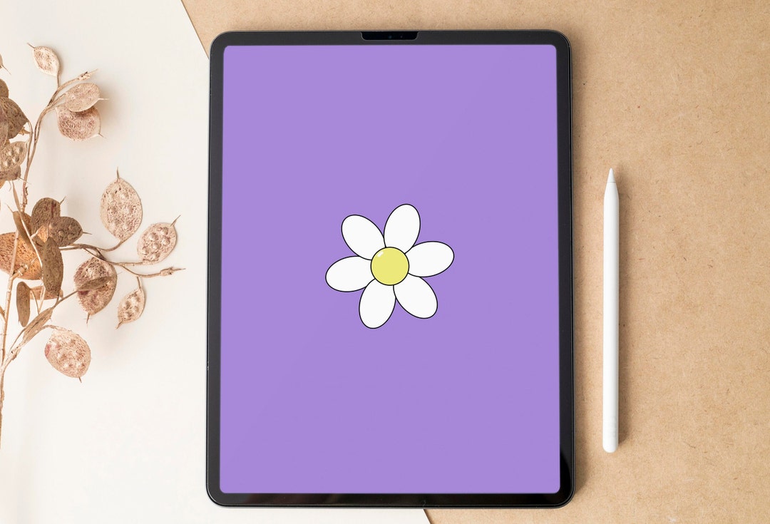 Daisy iPad Wallpaper Purple Tablet Home Screen Flower iPad Lock Screen ...