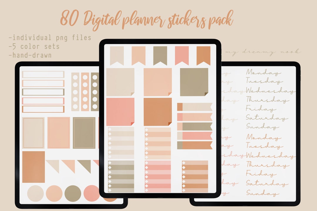 Digital Planner Stickers Pack Earthy Journal Stickers PNG Minimal ...