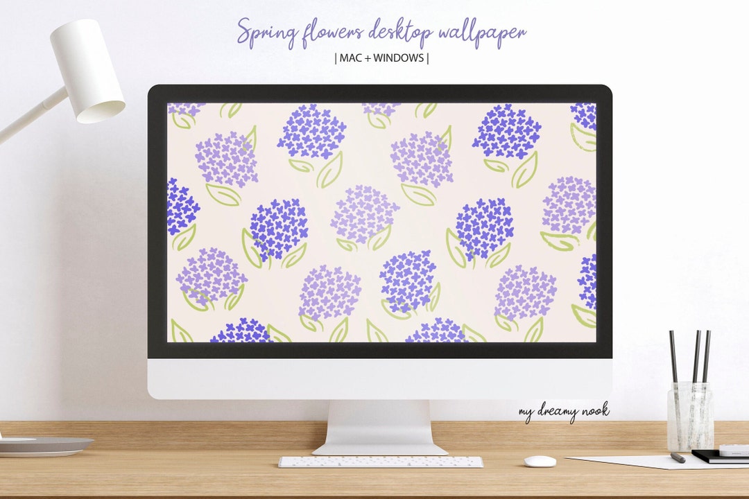 Purple Flowers Desktop Wallpaper Floral Desktop Background Spring ...