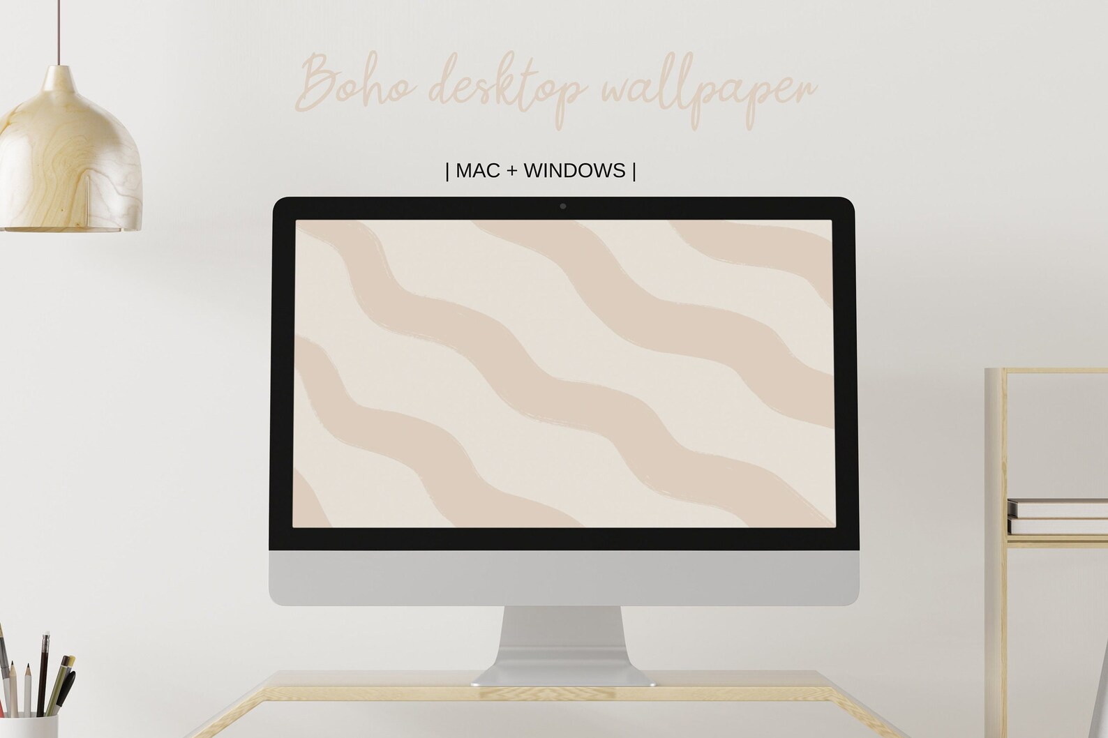 Boho Desktop Background Neutral Desktop Wallpaper Beige | Etsy