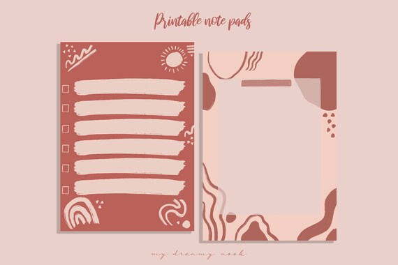Printable note pad boho stationery To do list printable | Etsy