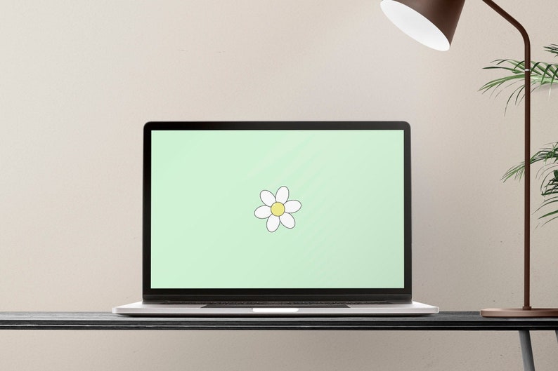 Cute Green Desktop Wallpaper Flower Desktop Background - Etsy