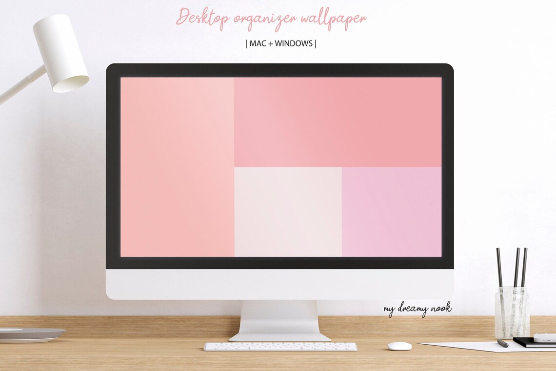 Pink Desktop Wallpaper Organizer Desktop Wallpaper Desktop - Etsy