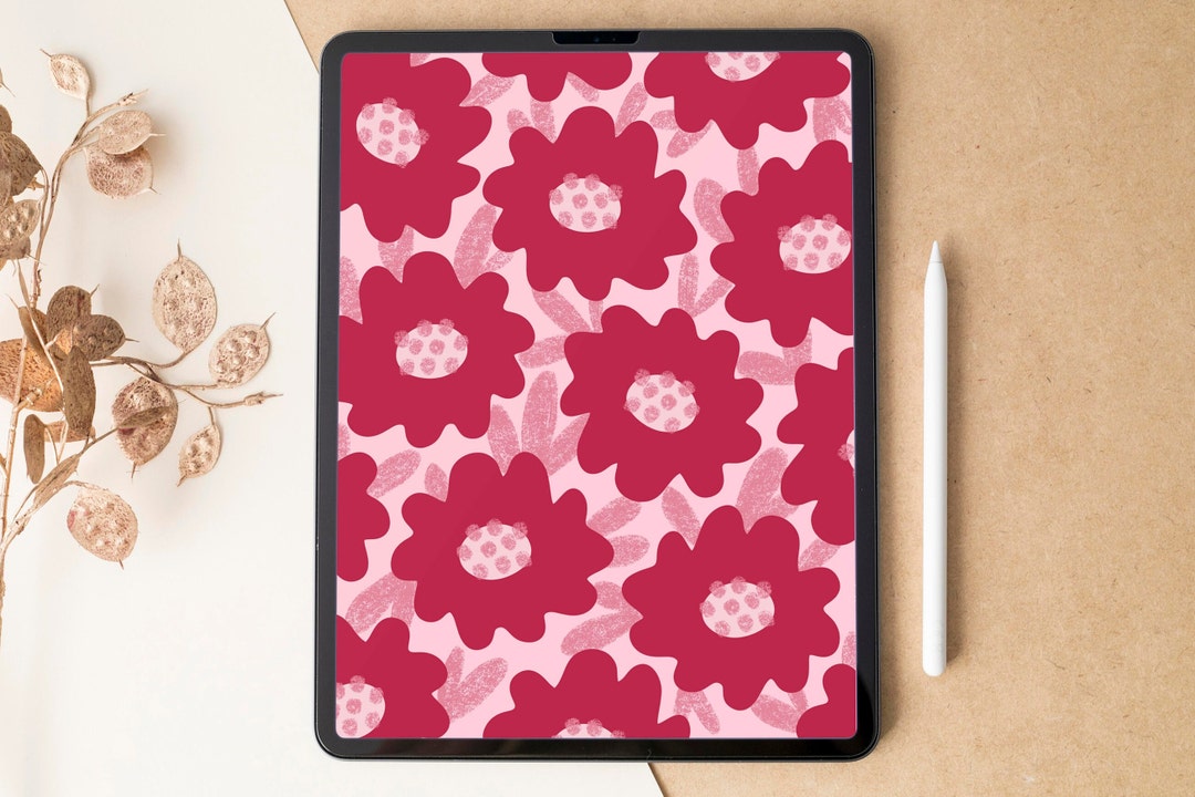 Floral iPad Wallpaper: Pink Flower Tablet Lock Screen - Etsy