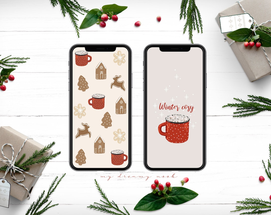 Christmas Phone Wallpapers Pack of Two Cozy Season iPhone Background ...