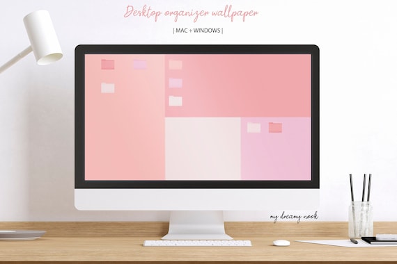 Pink Desktop Wallpaper Organizer Desktop Wallpaper Desktop - Etsy