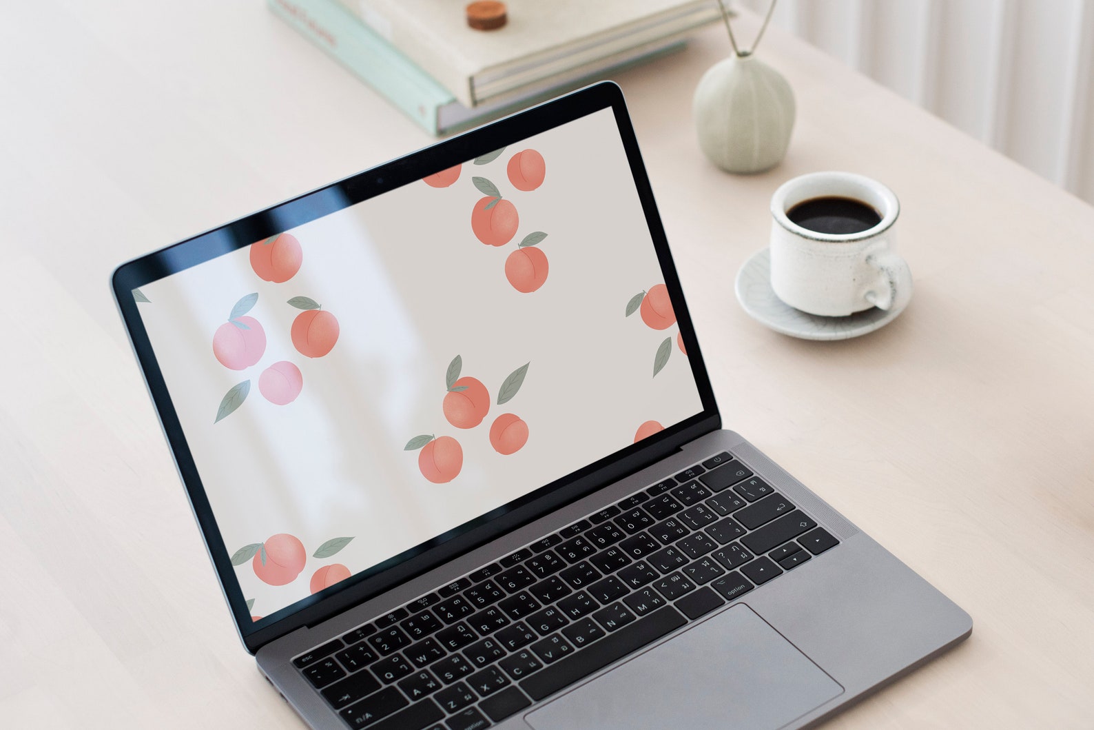 Peaches Desktop Wallpaper | Hand-drawn Computer Background - Etsy