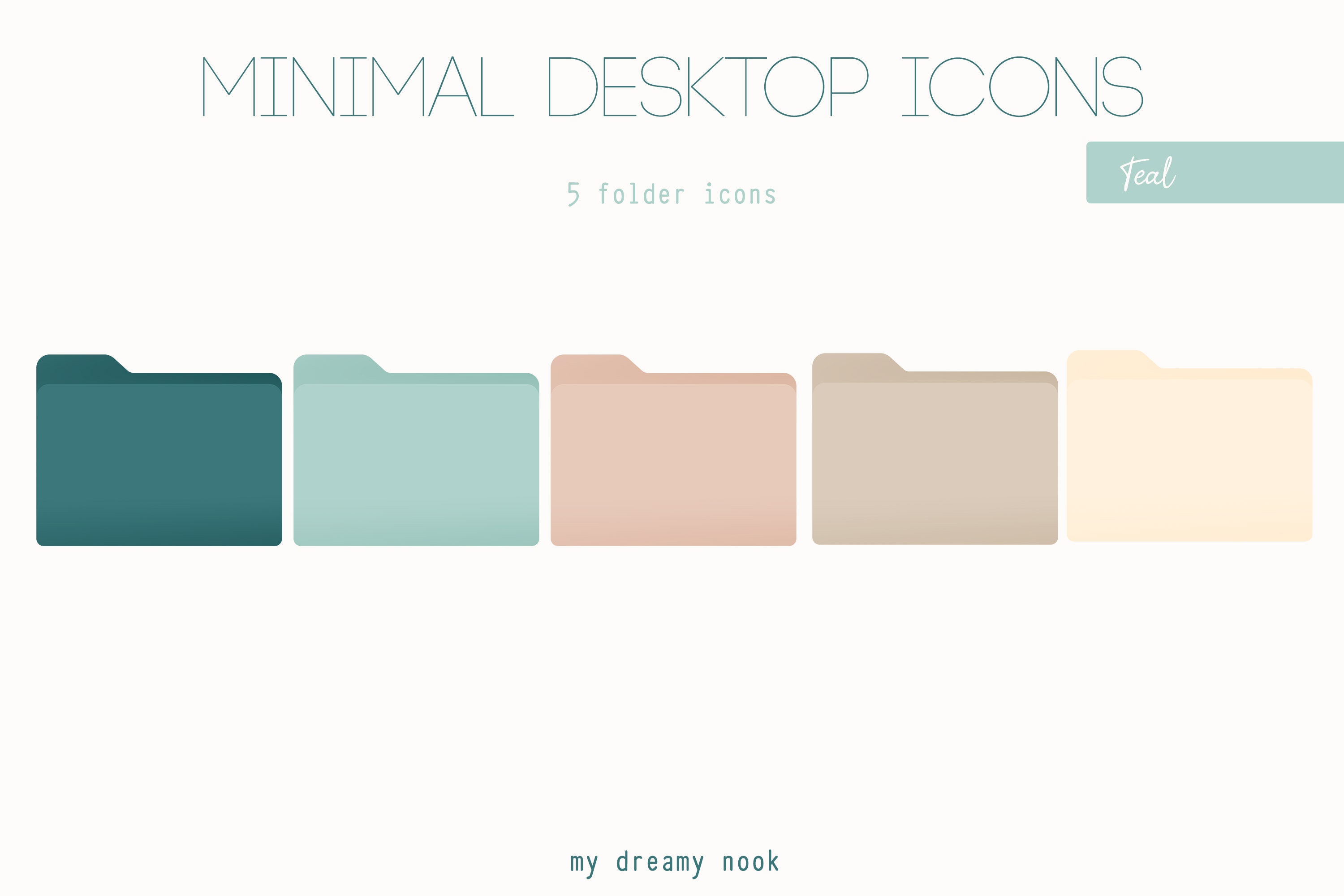 Aesthetic Desktop Icons | Teal Desktop Folders | Desktop Organizer ...