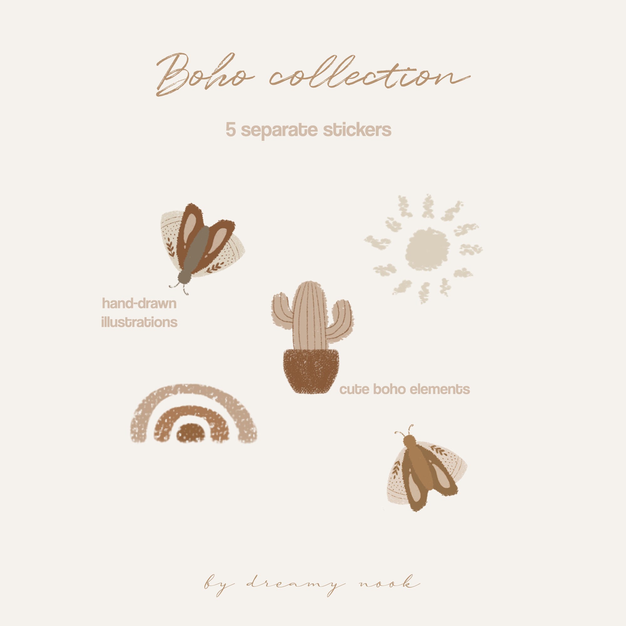 Digital Washi Tape Stickers Boho Planner Sticker Set - Etsy