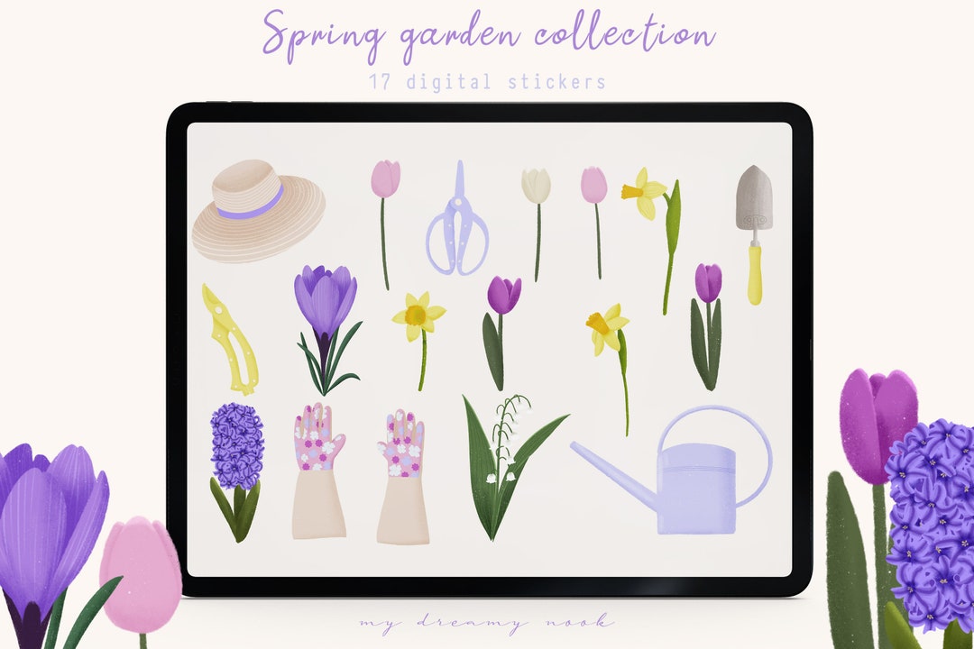 Spring Digital Stickers Digital Planner Flowers Stickers Spring ...
