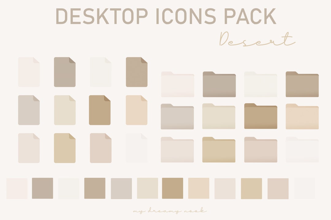 Beige Desktop Icons Neutral Desktop Icons Minimal Icons for MAC ...