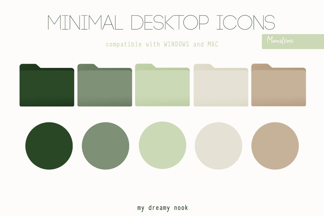 Green Desktop Icons | Aesthetic Folder Icons | Boho MAC , WINDOWS ...