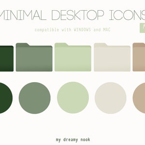 Green Desktop Icons | Aesthetic Folder Icons | Boho MAC , WINDOWS ...
