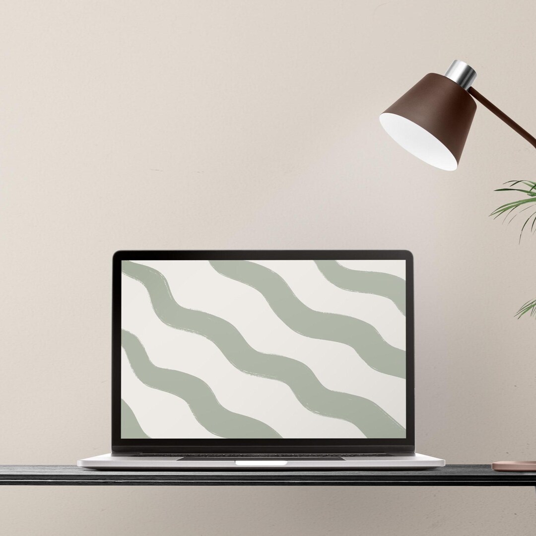 Boho Green Desktop Wallpaper | Minimal Aesthetic Screensaver - Etsy