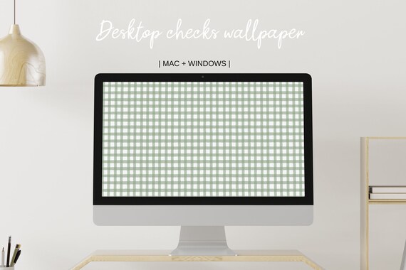 Green Desktop Wallpaper Checks Desktop Background Cute | Etsy