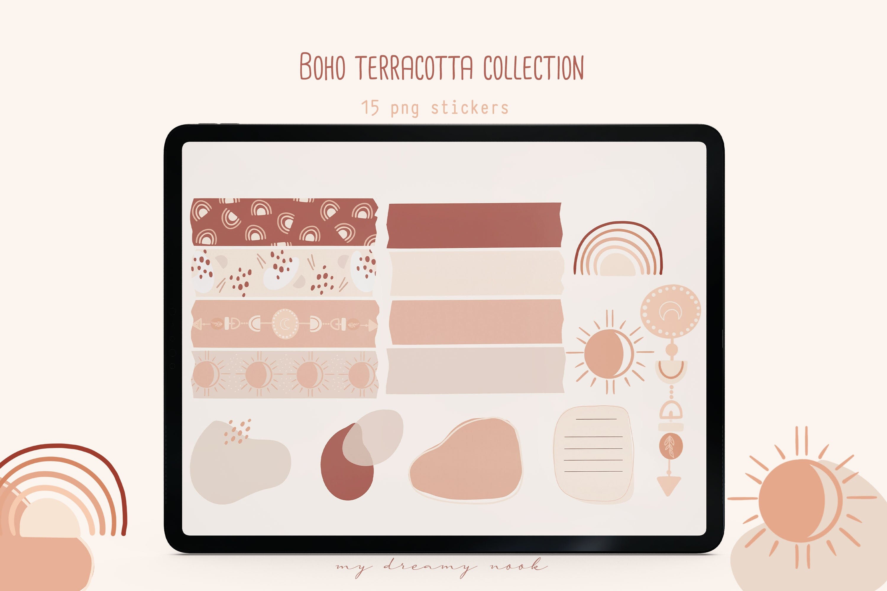 Boho Digital Stickers Abstract Planner Sticker Set Digital - Etsy