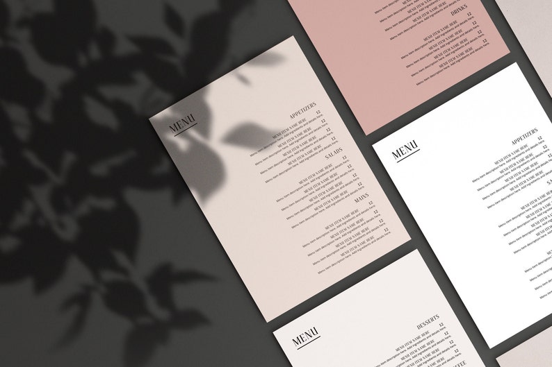 Printable Menu Canva Template Modern Restaurant Menu - Etsy