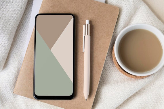 Earthy Phone Lock Screen Color Block Wallpaper Simple | Etsy